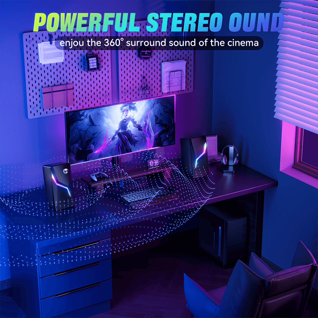 COOMAER RGB Gaming Speaker Light Rhythm 3 Modes Immersive – Coomaer